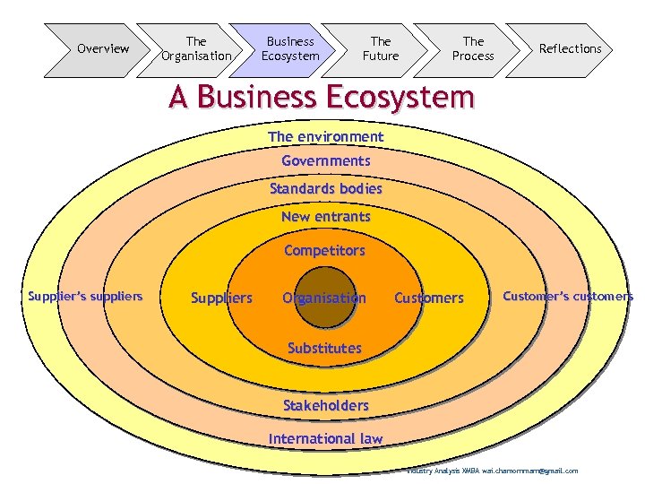 Overview The Organisation Business Ecosystem The Future The