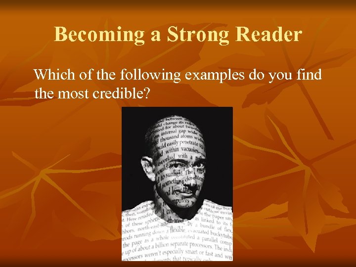 Becoming a Strong Reader n First let s start