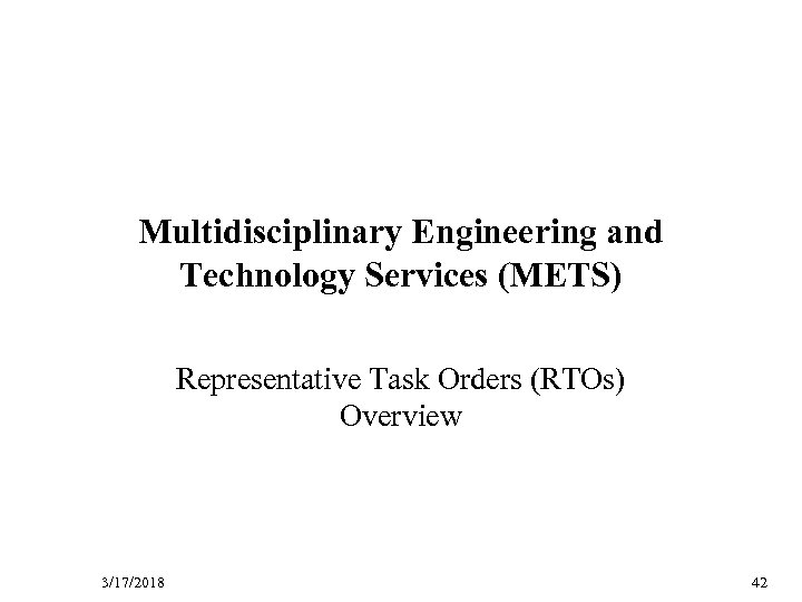 Multi-Disciplinary Engineering and Technology Services METS Electrical