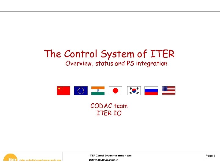 The Control System of ITER Overview status and