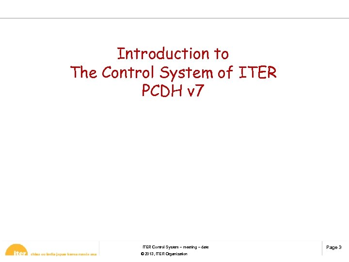 The Control System of ITER Overview status and