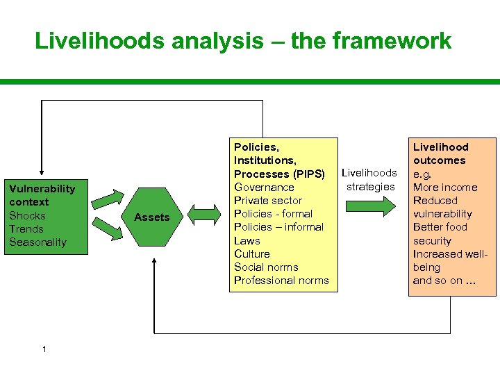 Livelihoods analysis the framework Vulnerability context Shocks