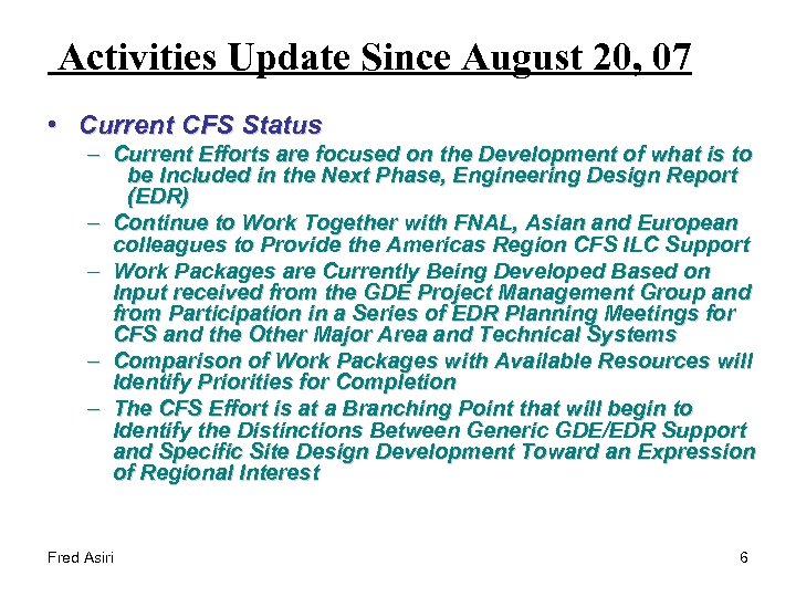 Conventional Facilities and Siting Global Group CFS SLAC