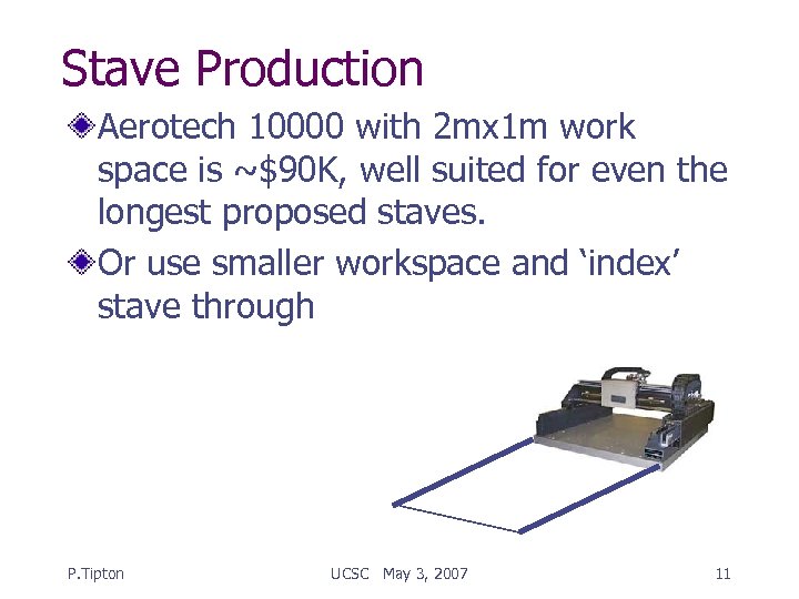 Robotics for Module and Stave Production Paul Tipton