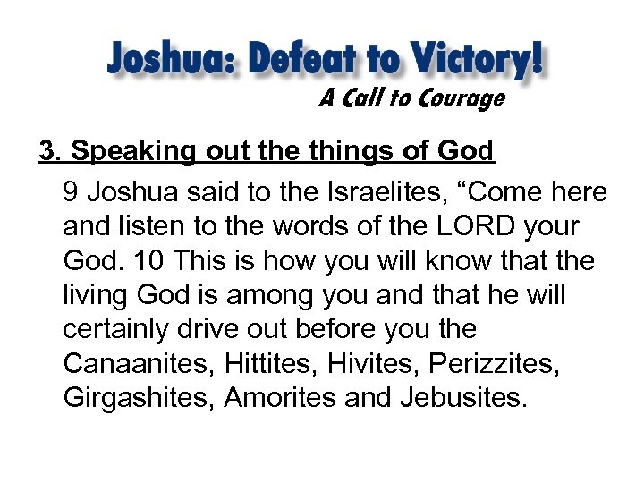 A Call to Courage Crossing the Jordan Joshua