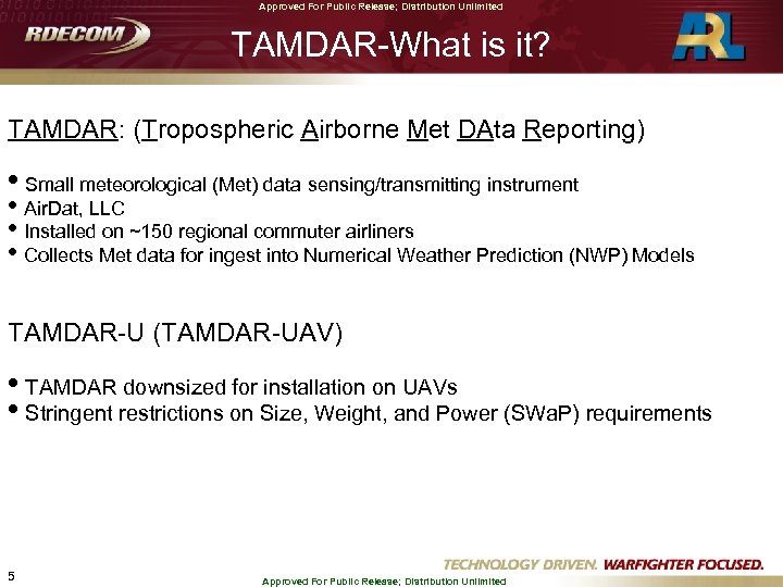 Approved For Public Release Distribution Unlimited UAS Data