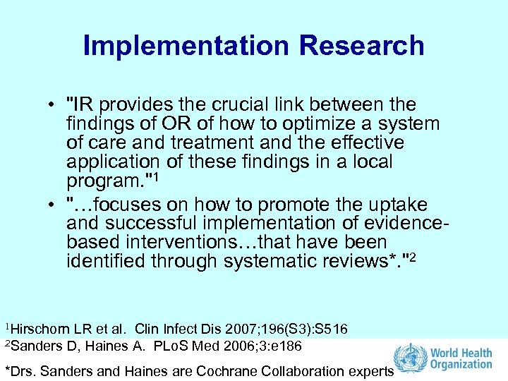 What is Operations Research OR and Implementation Research