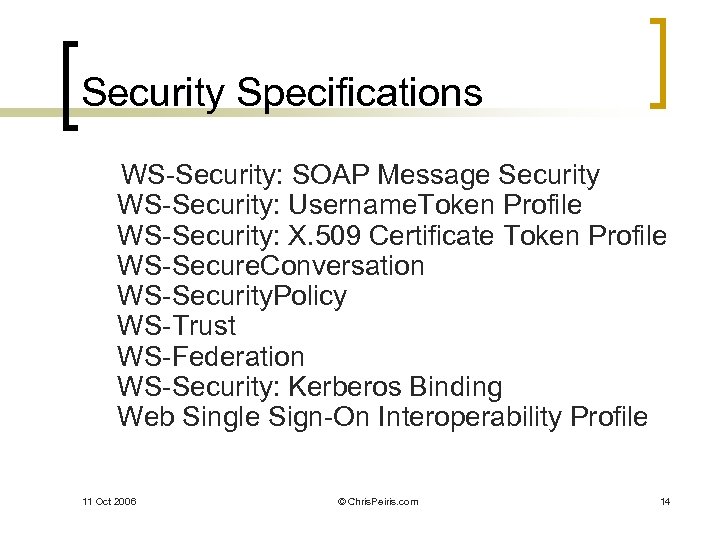 Web Service Standards Security Management Chris Peiris