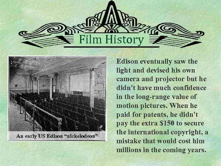 Film History Lecture prepared 11 07 09 by John M