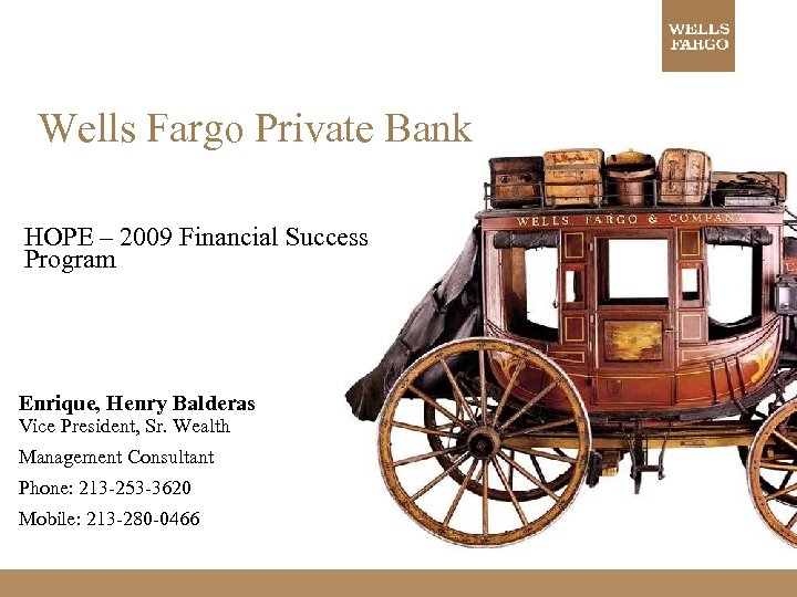 Wells Fargo Private Bank HOPE 2009 Financial