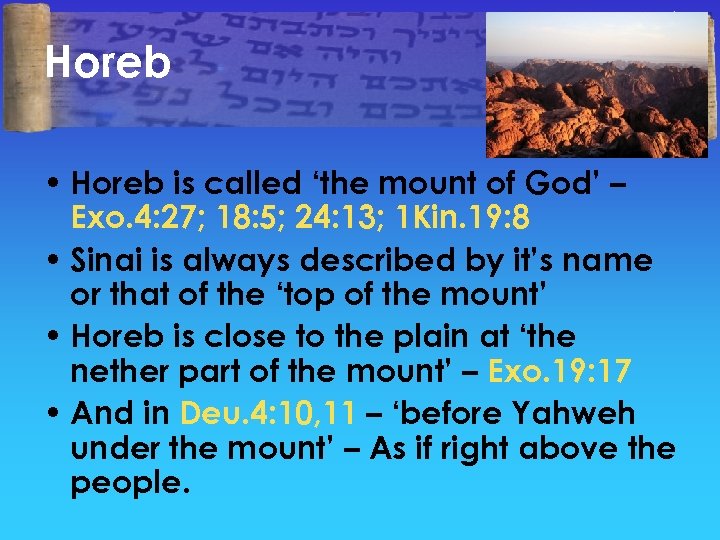 Mountains of Yahweh Horeb Sinai and Hor