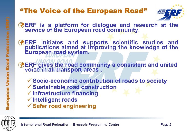 European Union Road Federation ERF Infrastructure safety needs