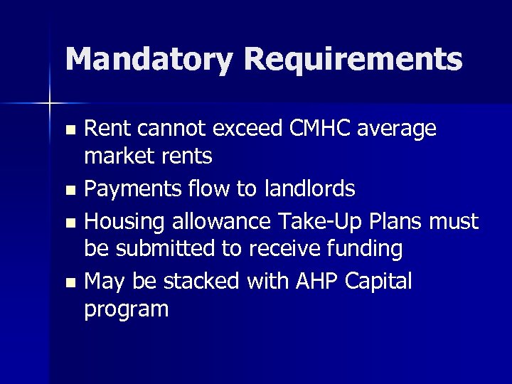 Summary of the Housing Allowance Rent Supplement Program December