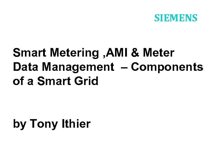 SIEMENS Smart Metering AMI Meter Data