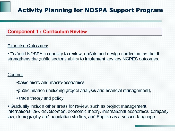 LAO PDR Building NOSPA s Capacity to Support NGPES
