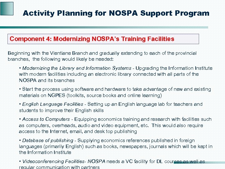 LAO PDR Building NOSPA s Capacity to Support NGPES