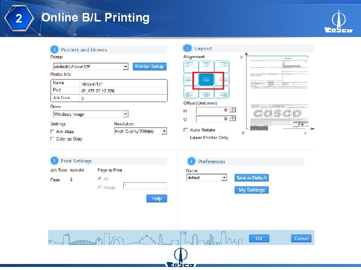 Online Bill of Lading Printing User Guide COSCON