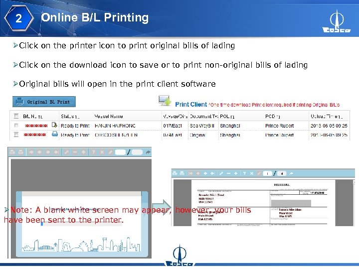 Online Bill of Lading Printing User Guide COSCON