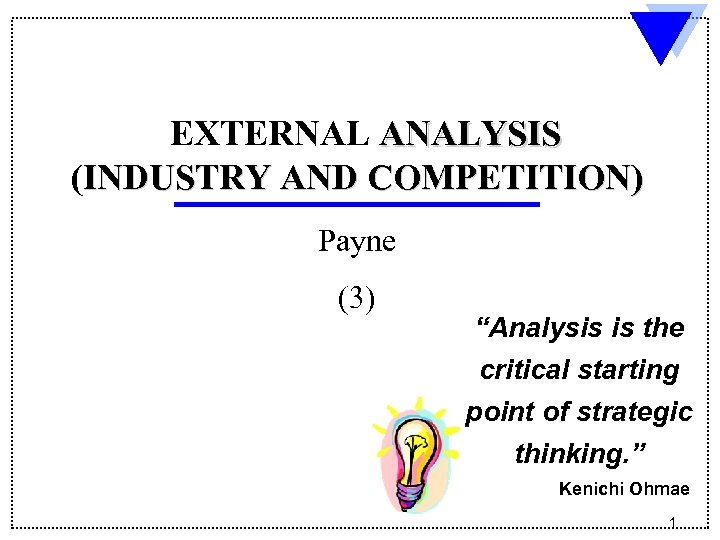 EXTERNAL ANALYSIS INDUSTRY AND COMPETITION Payne 3 Analysis