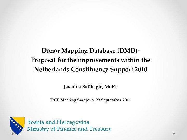 Donor Mapping Database DMD Proposal for the improvements within