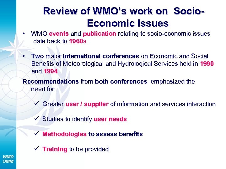 WMO Forum Social and Economic Applications and Benefits
