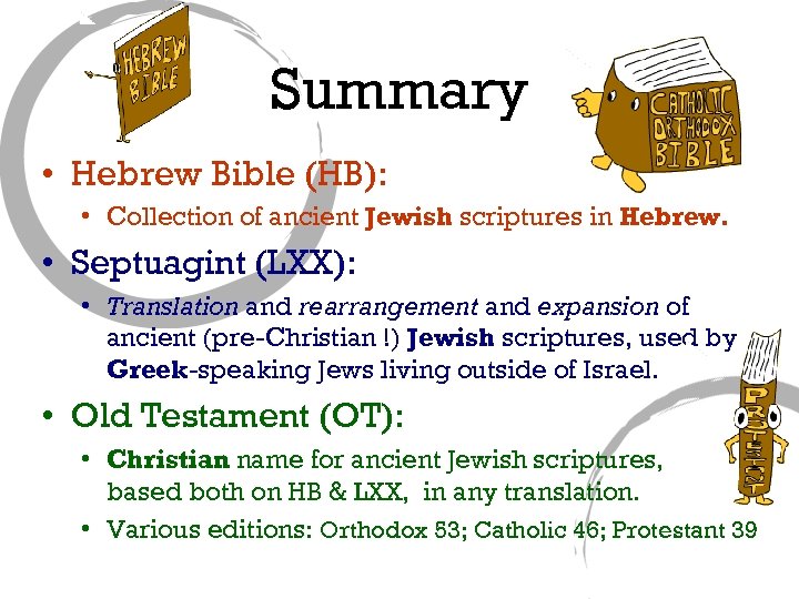 Hebrew Bible HB and Septuagint LXX and Old