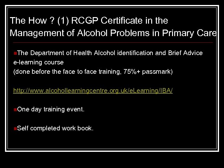 Nuts and Bolts Management of Alcohol Problems in