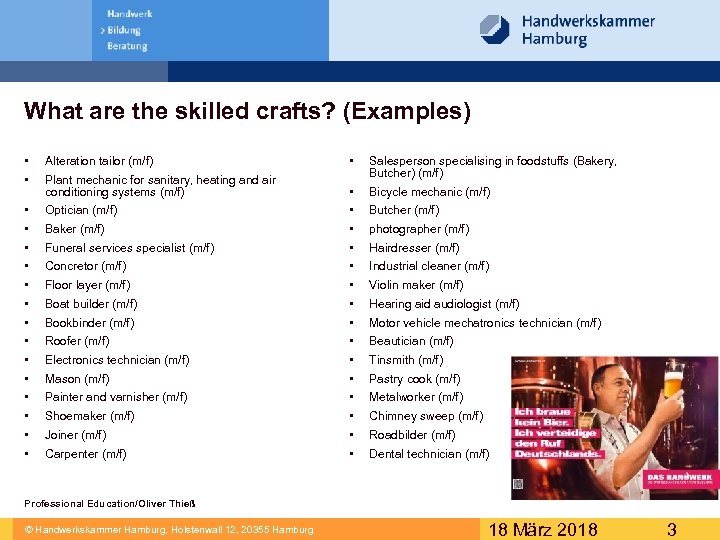 Professional Education and Skilled Crafts Dual Training Chambers