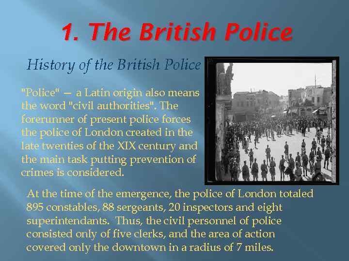 THE ORGANISATION OF POLICE FORCES Plan 1 The