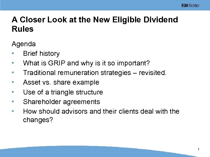 The New Eligible Dividend Rules A Closer