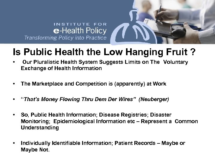 HIT Toward Public Health It Takes a Village