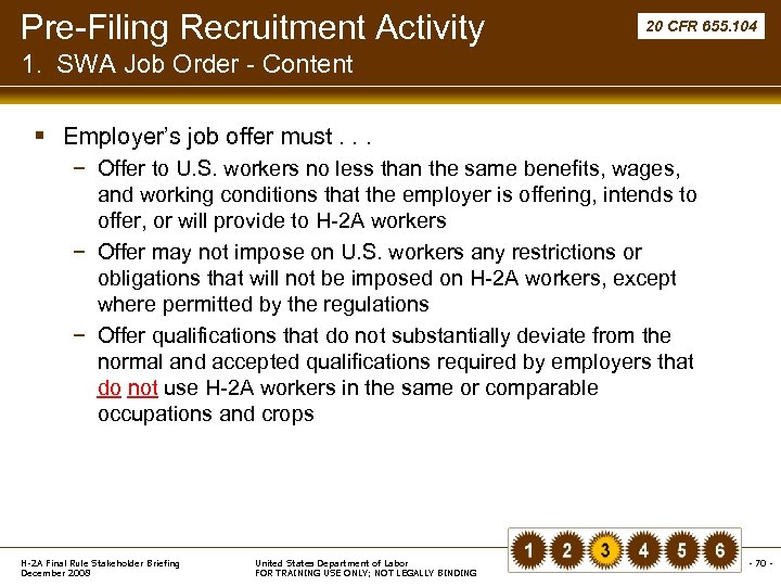 U S DEPARTMENT OF LABOR Employment Training