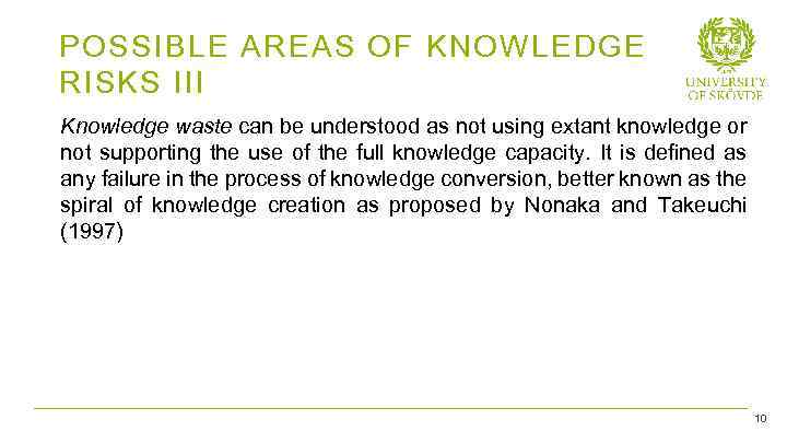 KNOWLEDGE LEAKAGE BY ASSOC DR SUSANNE DURST SOUTH