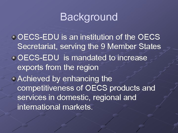 OECS Export Development Unit Support Program for Business