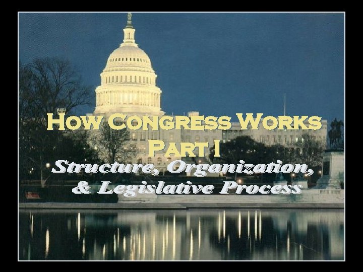 How Congress Works Part I Congress