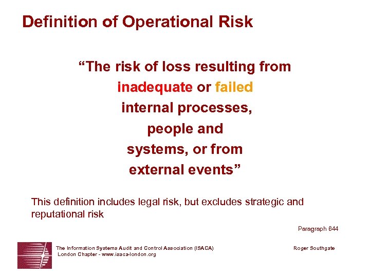 Basel II Operational Risk An Overview of where