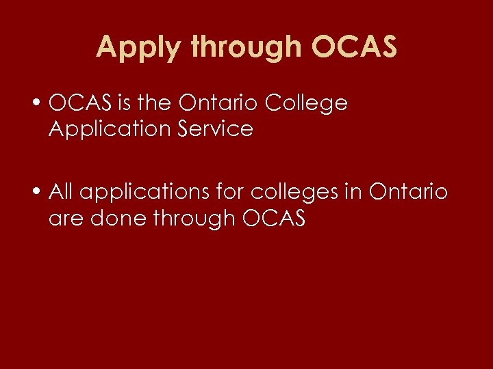 Welcome Applying for College Start planning