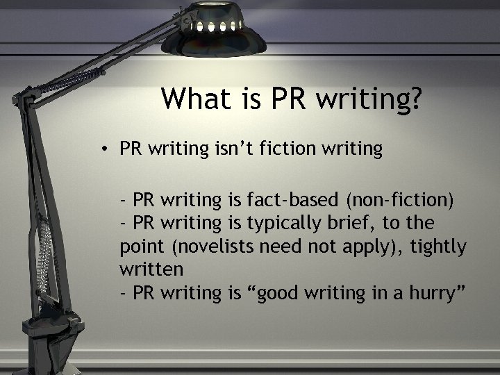 Introduction to public relations writing JMC Dept Abilene