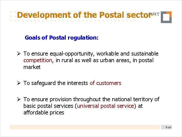 Regulation of the postal market TAIEX Multi-beneficiary Workshop