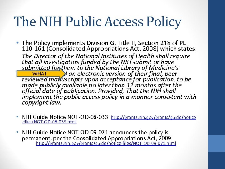 What s New Public Access Policy the RPPR and