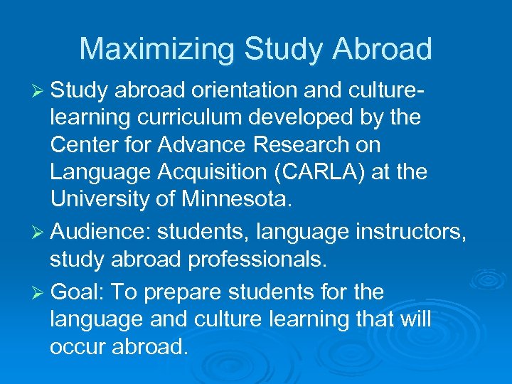 Developing Study Abroad Program Orientations Office of Education