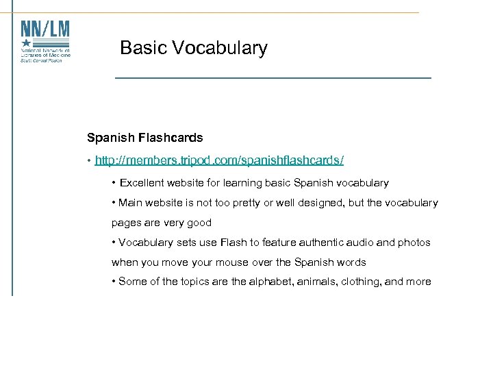 No Comprende Spanish Health Information Resources for English