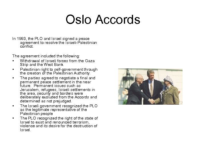 Palestinian-Israeli Conflict Table of Contents