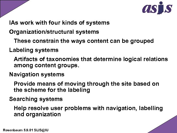 IA means Information Architecture But what does it