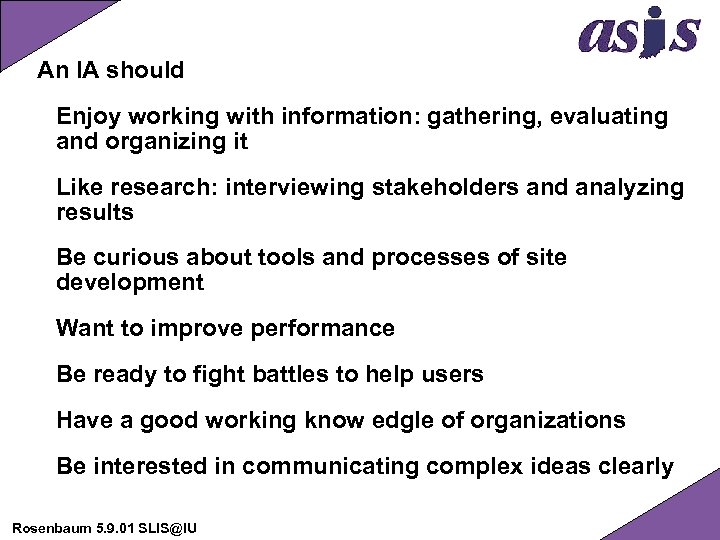 IA means Information Architecture But what does it