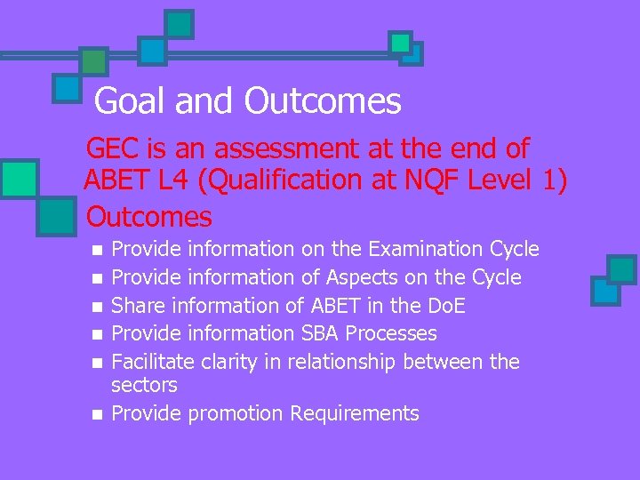 GENERAL EDUCATION CERTIFICATE GEC ABET Examination Cycle Related