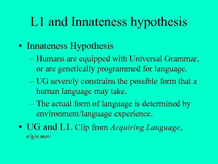 First language acquisition LING 200 Spring 2006