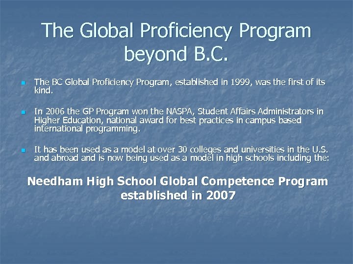 Global Proficiency Program Boston College www bc edu gp