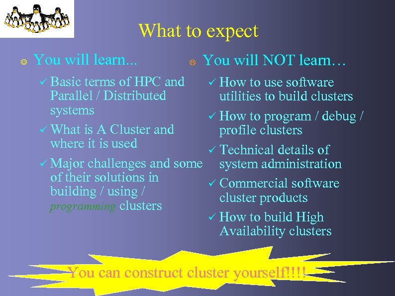 High Performance Computing with Linux clusters Mark Silberstein