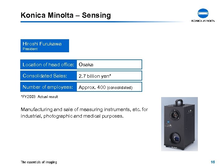 Konica Minolta Company presentation 1 Konica Minolta